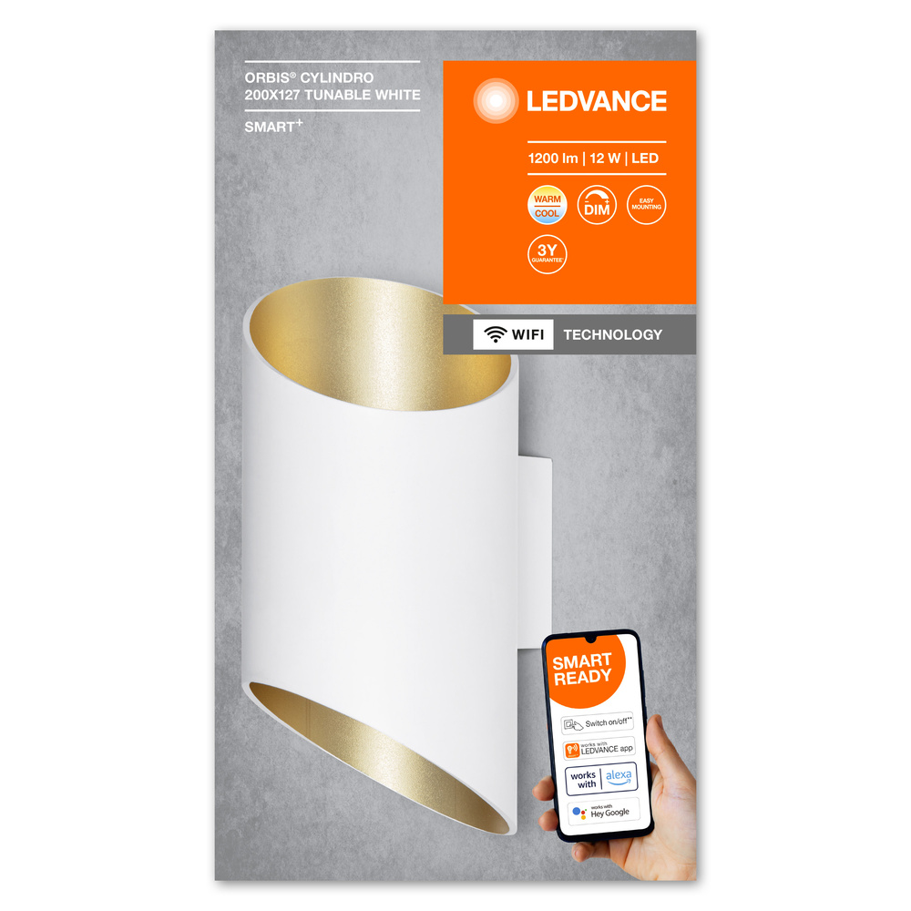 Ledvance LED ceiling luminaire with WIFI technology TW and dimmable Smart+ Orbis Cylindro ...