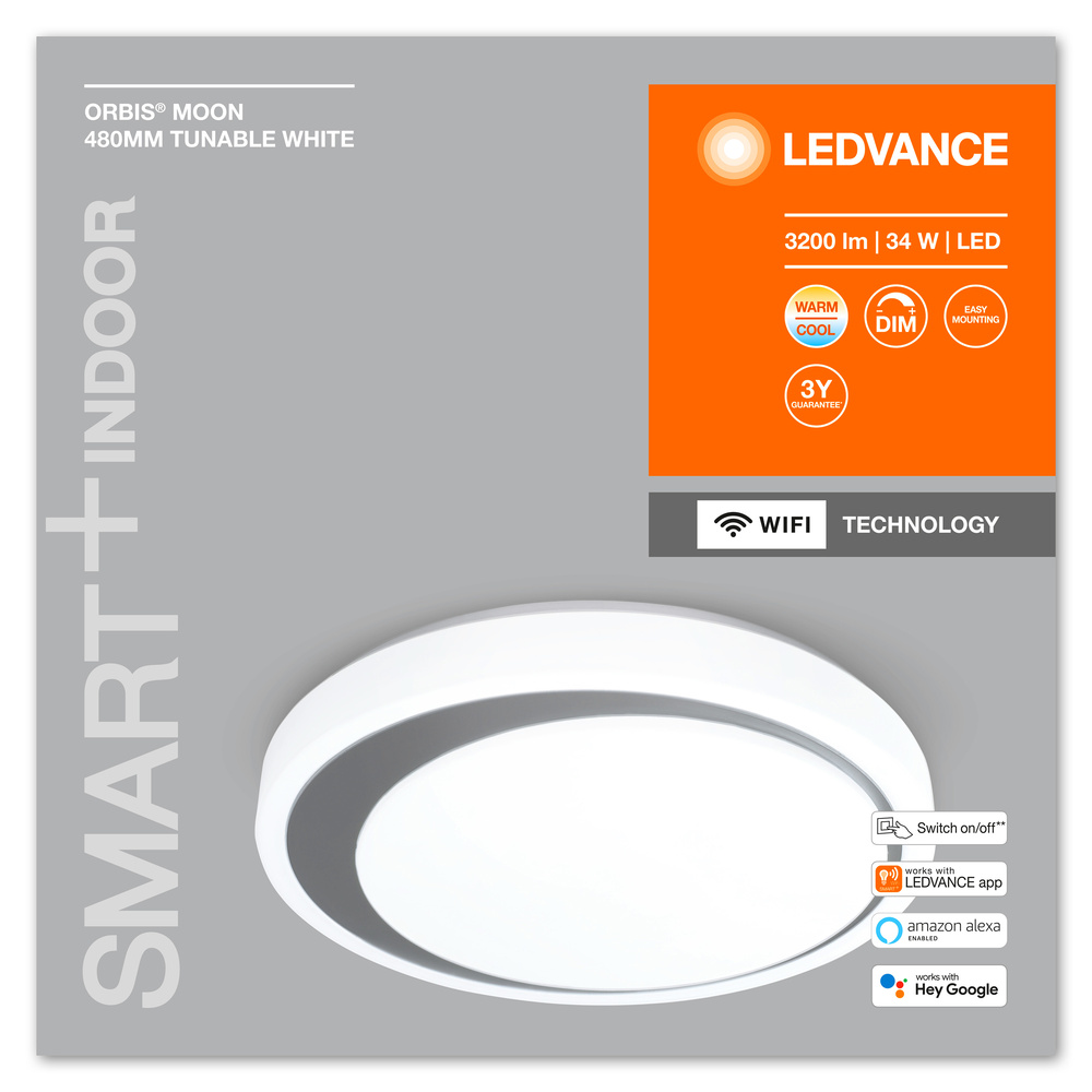 Ledvance LED ceiling luminaire Moon Moon 480 GR