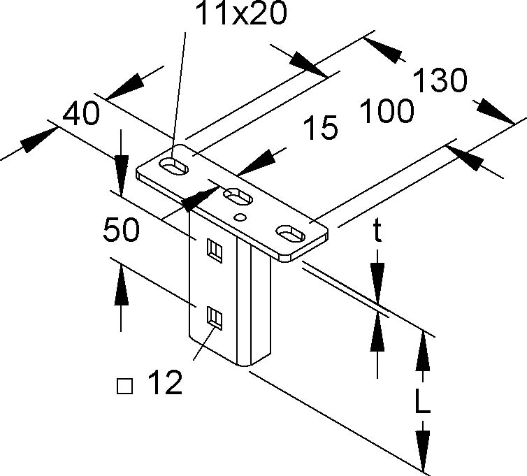 Niedax Schraubkopfplatte f. U4530 Stahl vz KU 4530 F