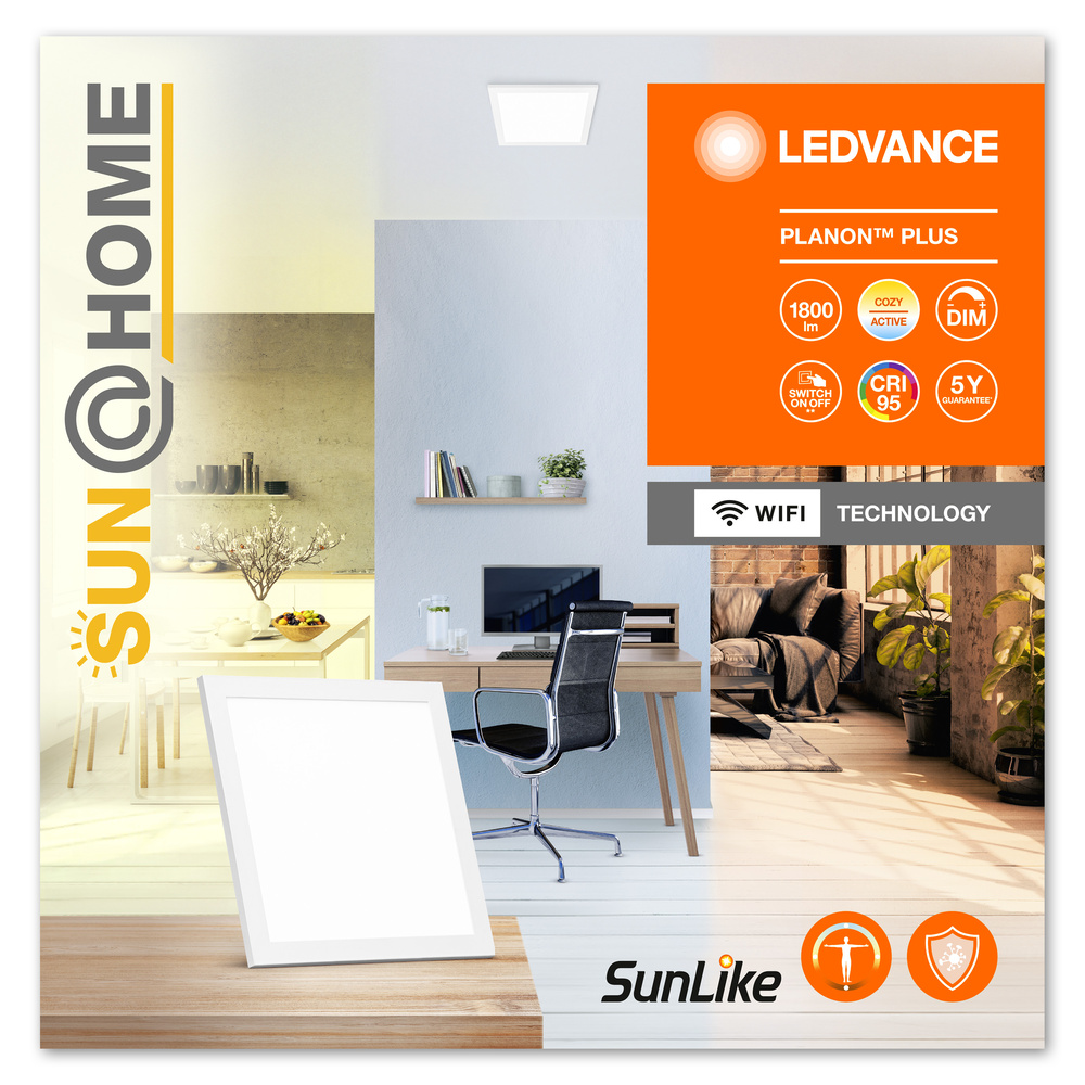 Ledvance LED panel luminaire with Human Centric Lighting technology SUN@HOME PANELS 30X30 ...