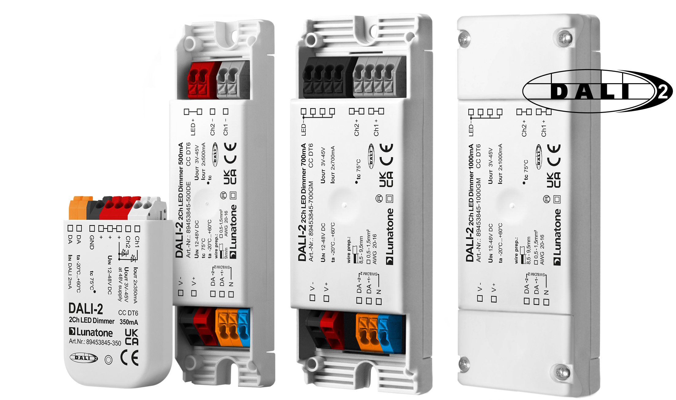 Lunatone DALI-2 2Ch CC 250mA LED Dimmer - 89453845-250 | 30218569