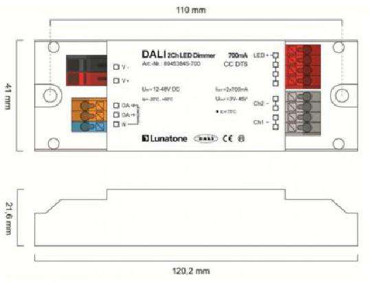 Lunatone Light Management LED-Dimmer DALI 2Ch CC 700mA