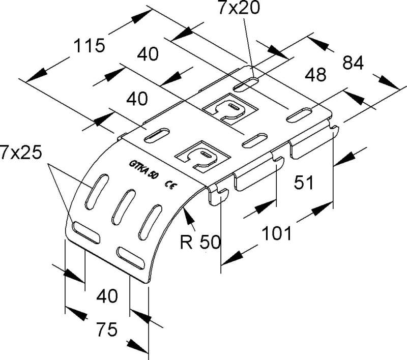 Niedax Kabelabgangsblech tauchfeuerverzinkt GTKA 50 FG