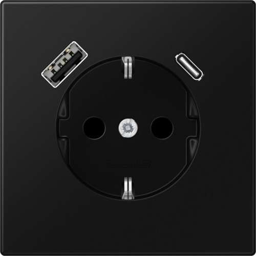 Jung SCHUKO Steckdose mit USB Typ AC LS 1520-15 CA SWM - LS1520-15CASWM ...