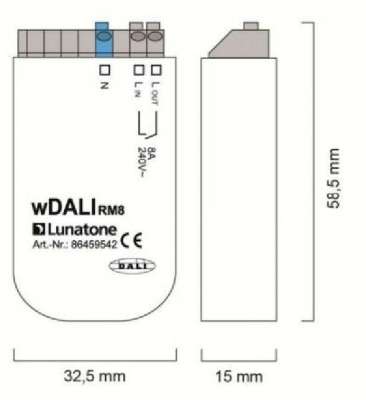 Lunatone DALI Funk-Empfänger + Transceiver wDali RM8 86459542+T