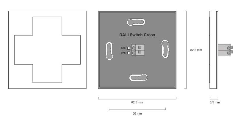 Lunatone Tastermodul DALI-2 Switch Cross RAL9010 Instanzen aktiviert – 86459793-W-2-INT