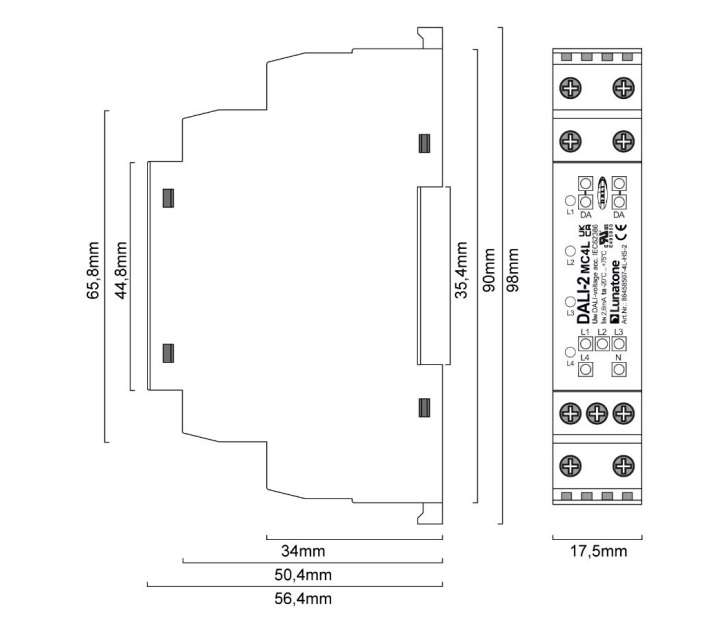 Lunatone control module DALI DALI-2 MC4L DIN Rail instances activated ...