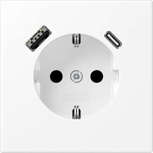 Jung SCHUKO Steckdose mit USB Typ AC LS 1520-15 CA WWM - LS1520-15CAWWM ...
